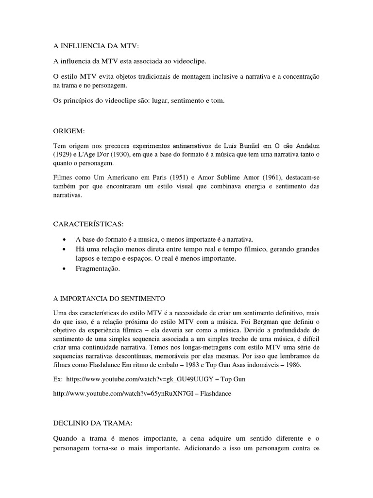 A Influencia Da MTV | PDF | Tempo | MTV