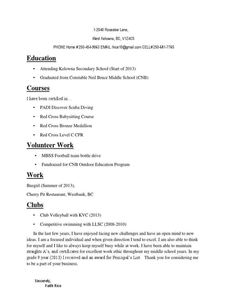 Faith Rice Res | PDF