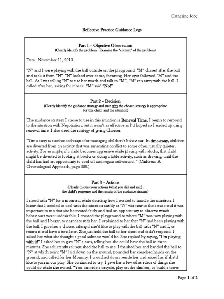 Reflective Practice Guidance Log 2 | PDF | Reflective Practice ...