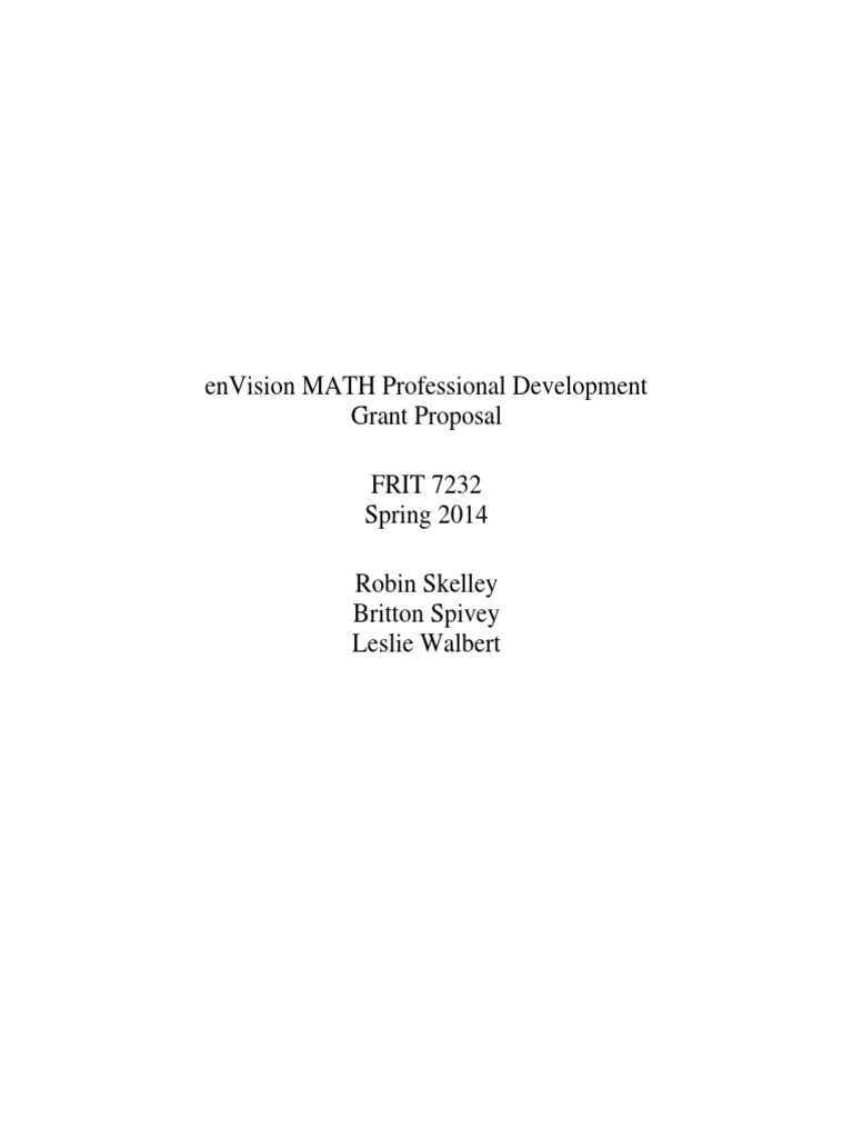 EnVision MATH Grant Proposal | PDF | Teachers | Goal