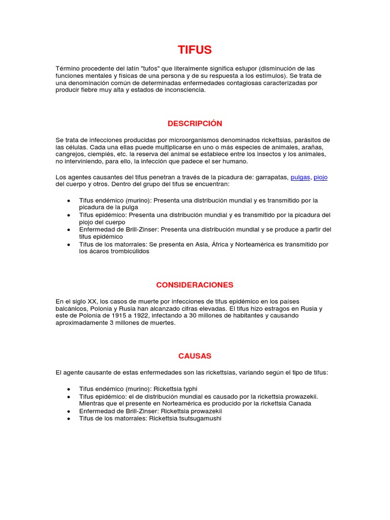 Tifus: causas, síntomas y tratamiento | PDF | Microbiología | Medicina