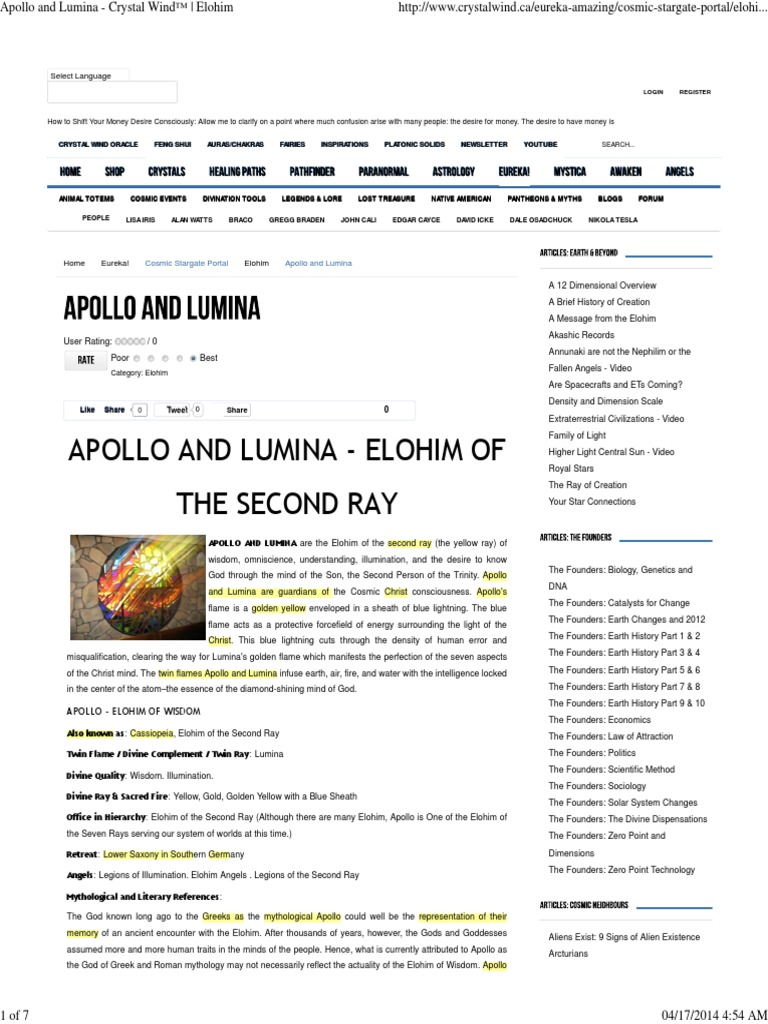 Apollo and Lumina - Crystal Wind™ - Elohim | PDF | Religion And Belief ...