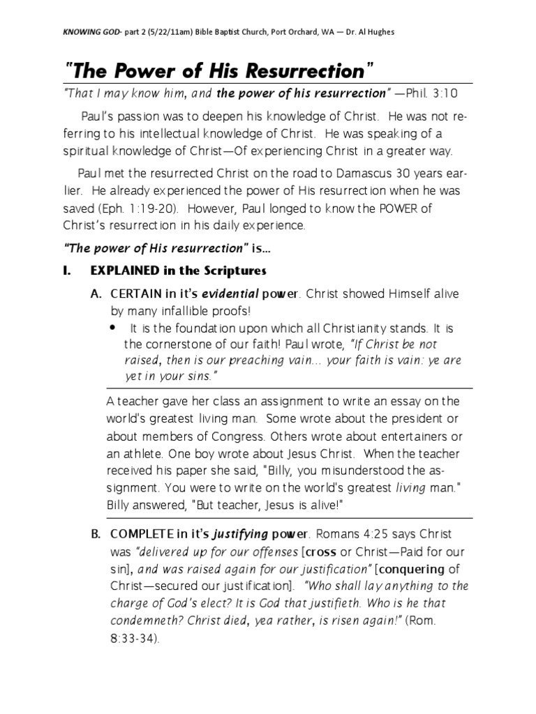 The Power of His Resurrection (5-22-11am) PDF | PDF | Resurrection Of ...