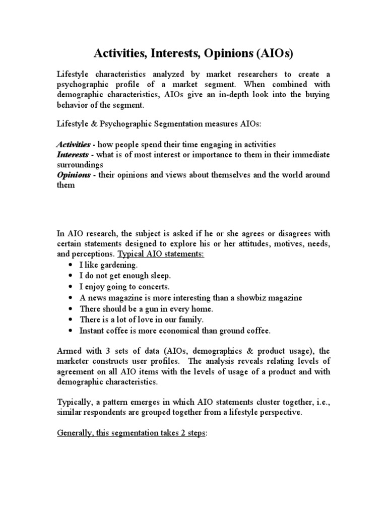 AIO Lecture Notes | PDF | Market Segmentation | Behavioural Sciences