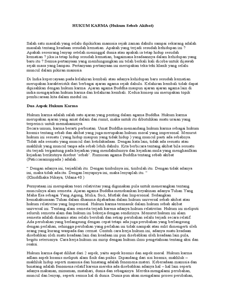 Hukum Karma (Hukum Kamma) | PDF