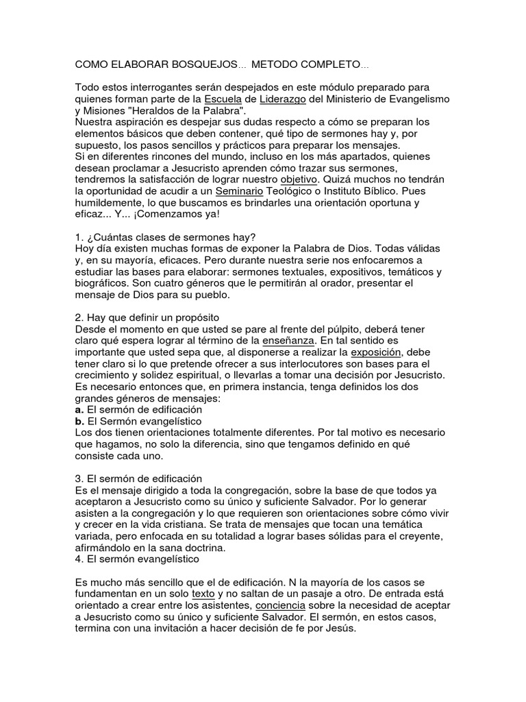 Metodo para Hacer Bosquejos. | PDF | Noé | Biblia