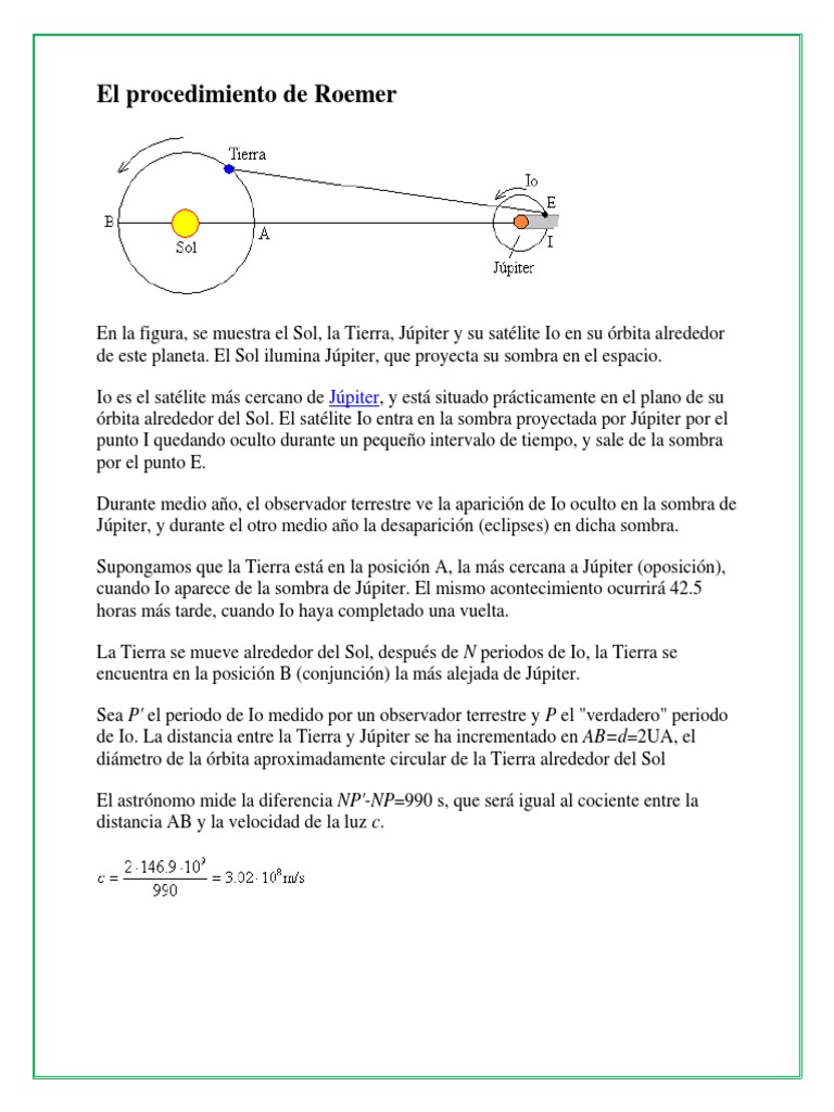 Análisis detallado del procedimiento de Roemer para medir la velocidad ...