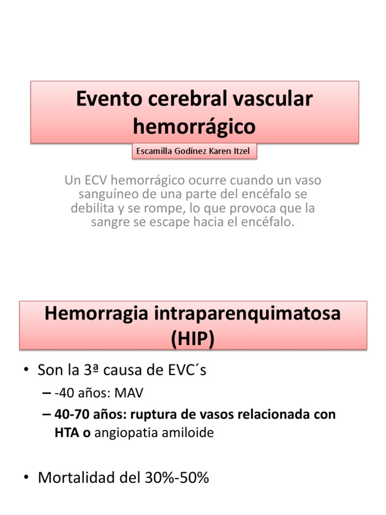 ECV Hemorrágico: Causas y Tratamiento | PDF | Hipertensión | Vena