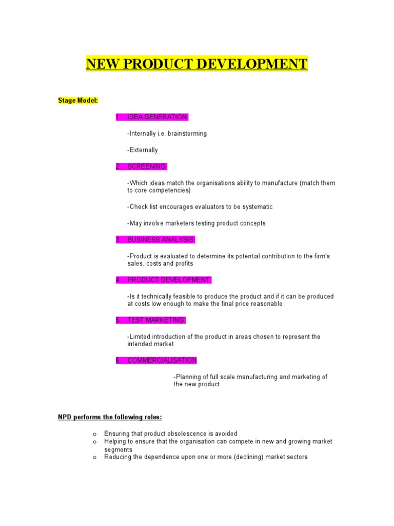New Product Development: Stage Model | PDF | New Product Development ...