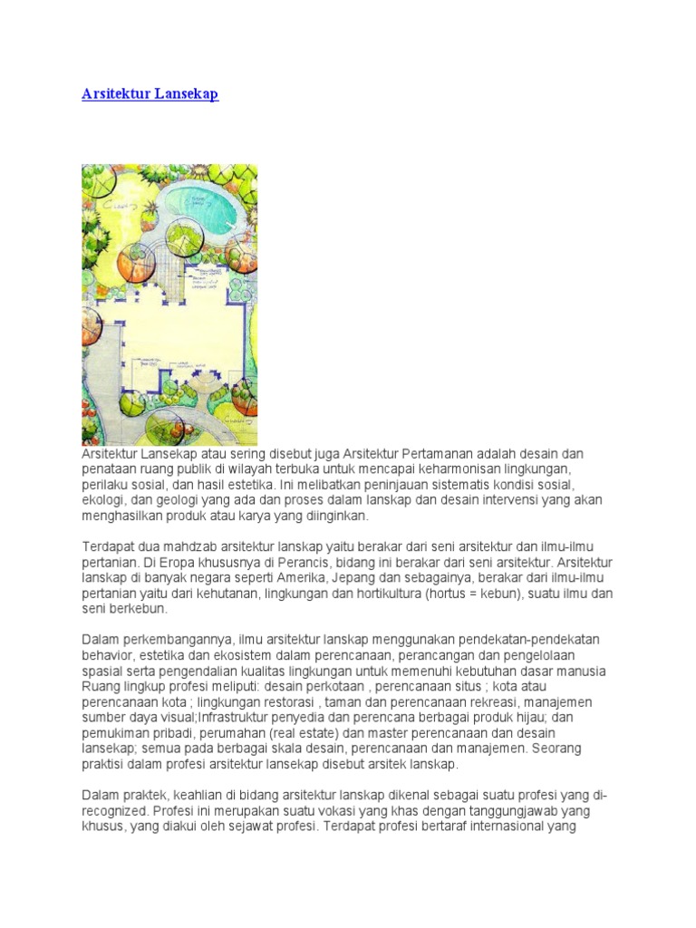 Arsitektur Lansekap: Definisi dan Ruang Lingkup | PDF