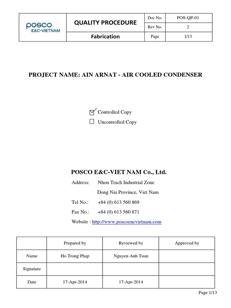 4.fabrication Procedure - Rev 2 | PDF | Metal Fabrication | Welding