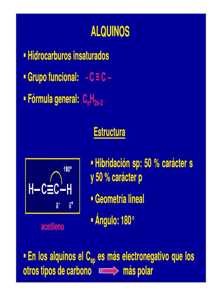 Alquinos | PDF | Hidrogenación | Compuestos químicos