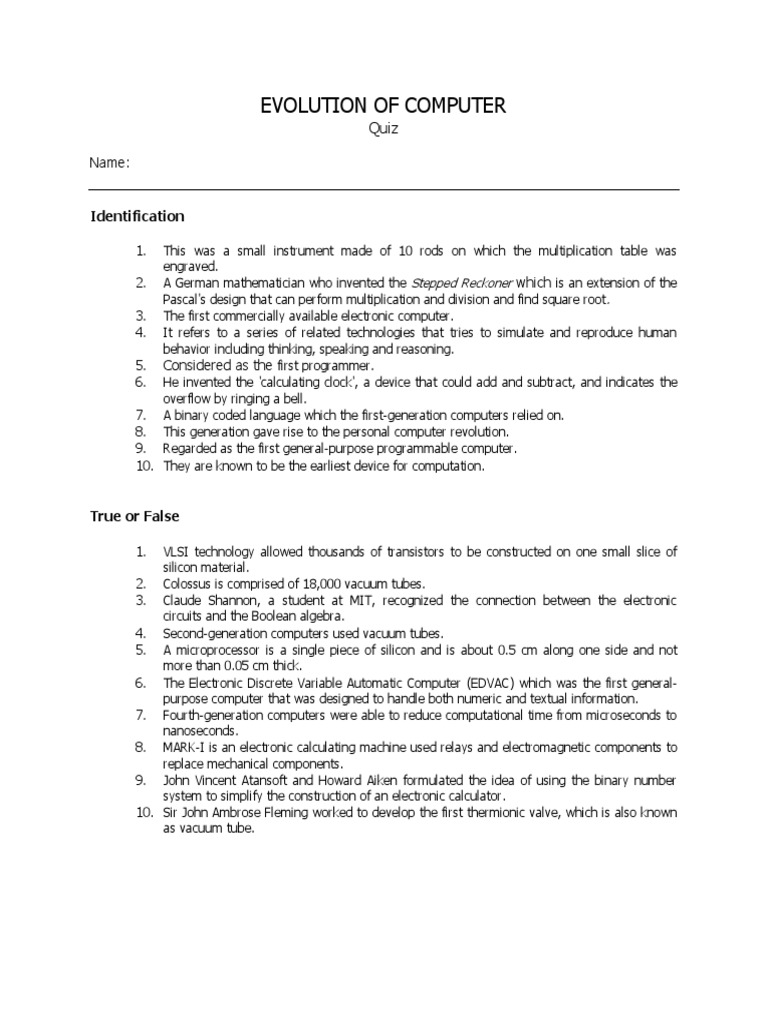 Evolution of Computer | PDF