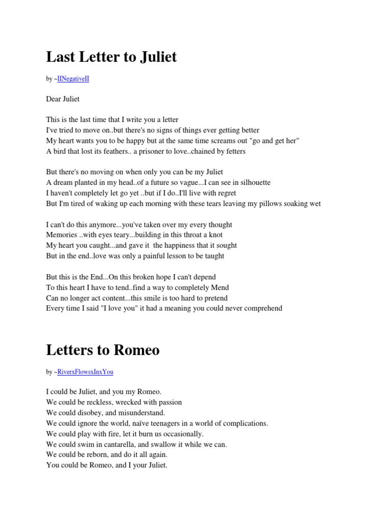 Letters to Juliet: Expressions of Love | PDF | Romeo And Juliet | Penelope