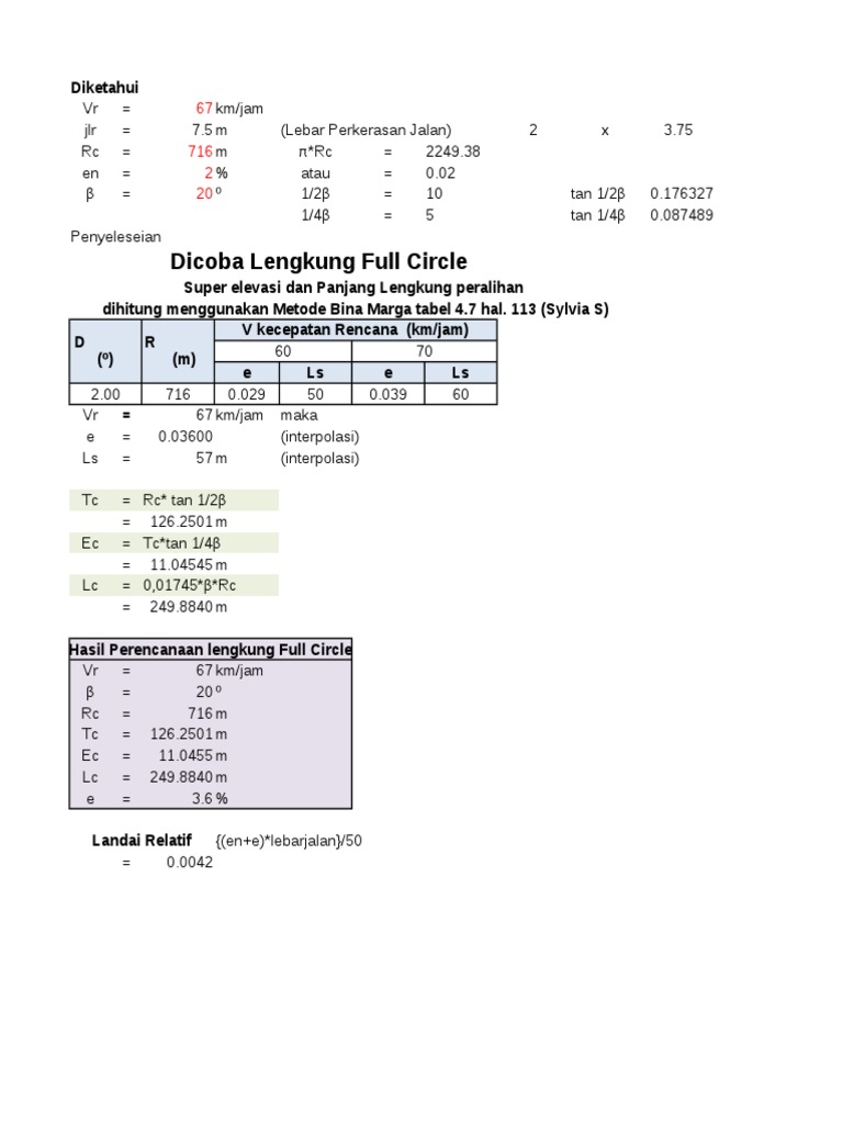 Contoh Hitungan Alinyemen Horisontal | PDF