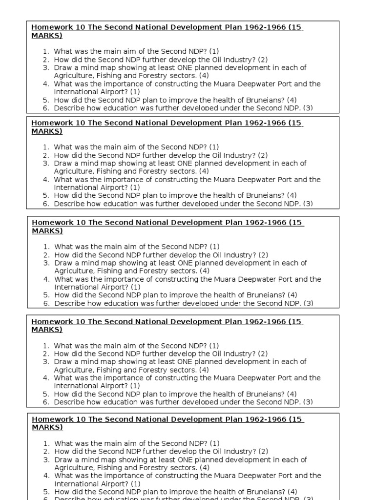 Homework 10 The Second National Development Plan | PDF | Brunei | Economies