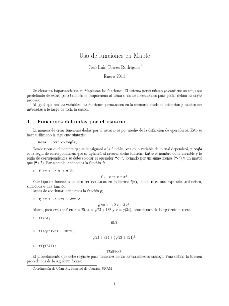 Uso de Funciones en Maple | PDF | Logaritmo | Número complejo
