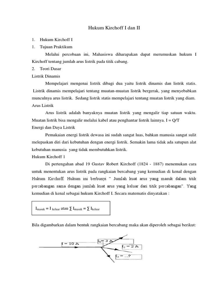 Hukum Kirchoff I Dan II | PDF