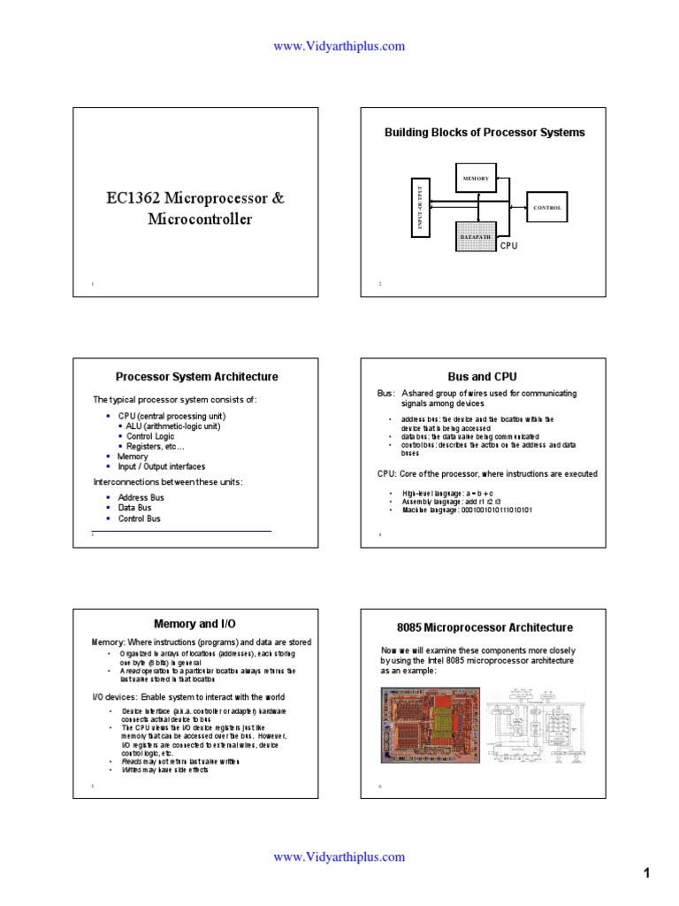 EC1362 Microprocessor & Microcontroller: Building Blocks of Processor ...