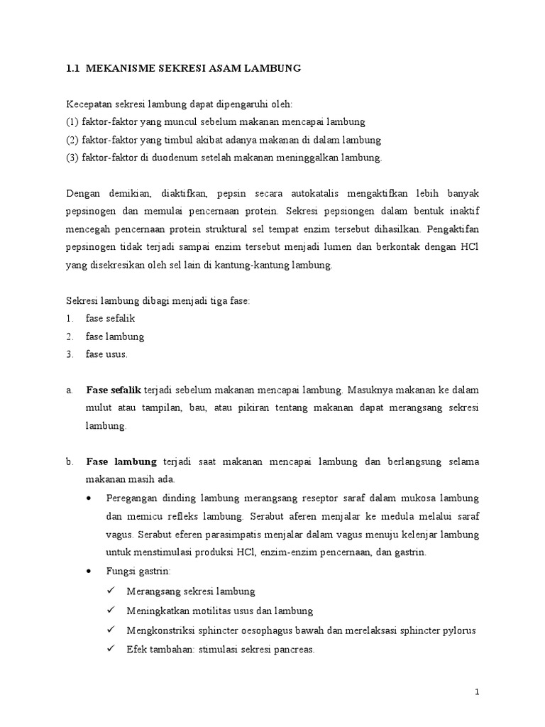Mekanisme dan Proses Sekresi Lambung | PDF