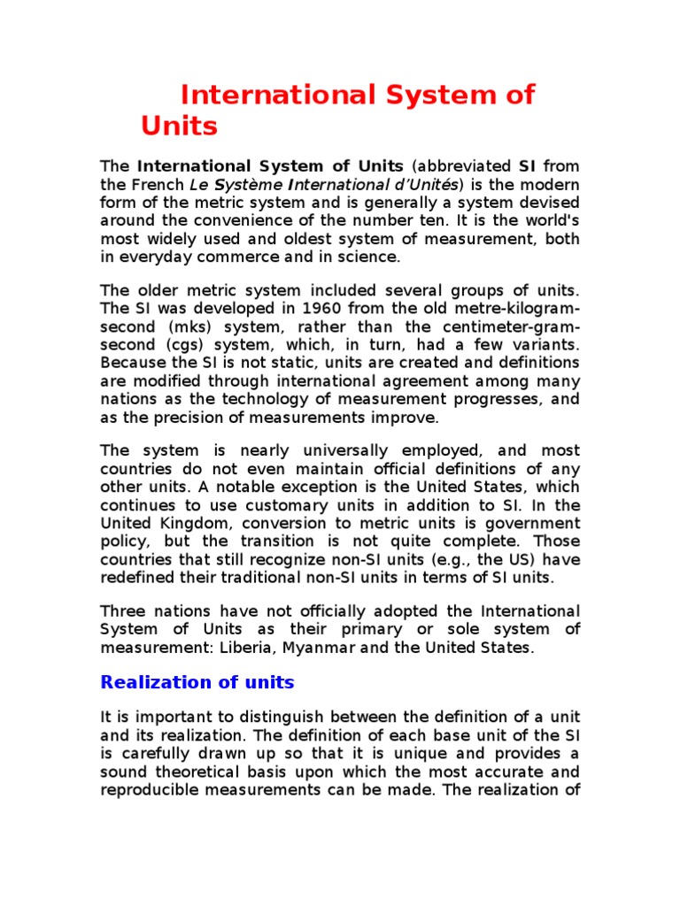 International System of Units | PDF | International System Of Units | Litre