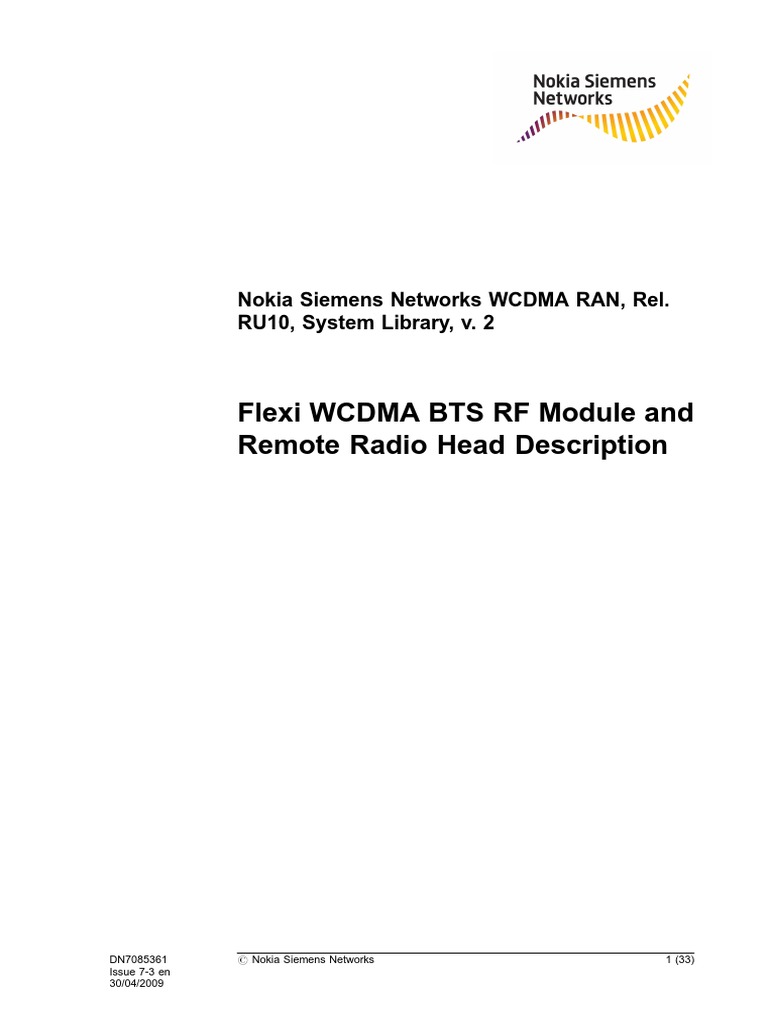 Flexi WCDMA BTS RF Module and RRH Description | PDF | Electrical ...