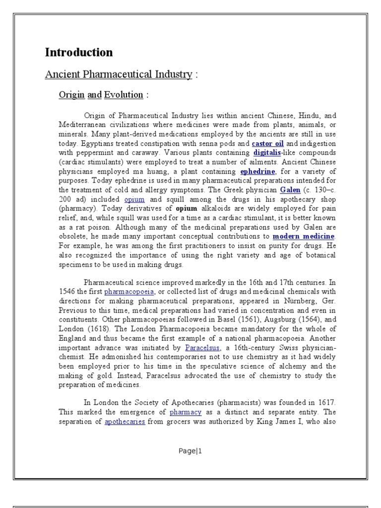 Ancient Pharmaceutical Industry:: Origin and Evolution | PDF | Novartis ...