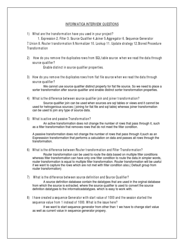 Informatica Interview Questions | PDF | Parameter (Computer Programming) | Sql
