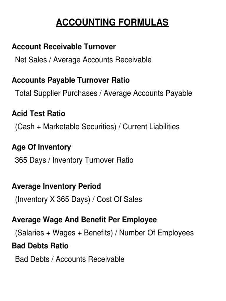 Essential Accounting Formulas Guide | PDF | Depreciation | Dividend
