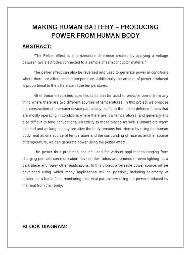 Making Human Battery | PDF | Electricity | Battery (Electricity)