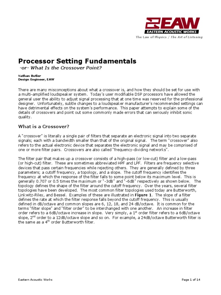 Processor Setting Fundamentals | PDF | Equalization (Audio) | Sound ...