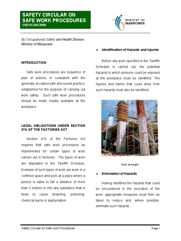 Safe Work Procedures | PDF | Safety | Personal Protective Equipment