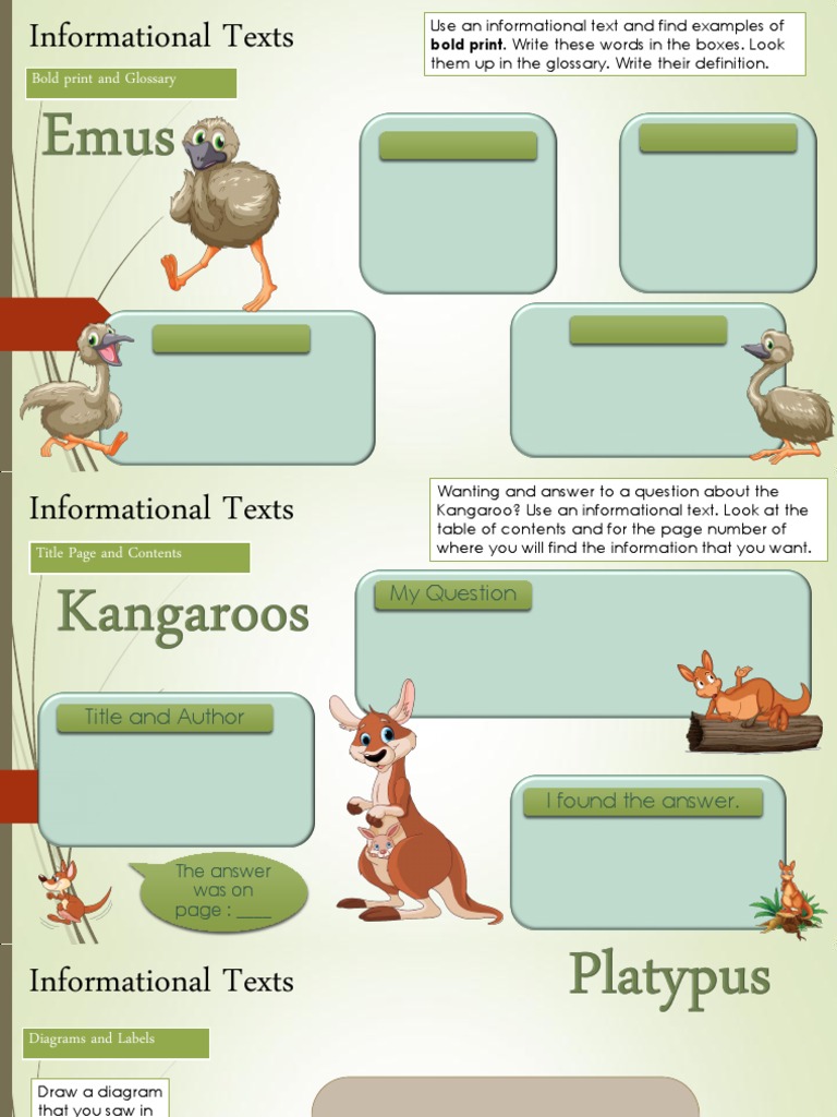 Informational Texts: Bold Print & Diagrams | PDF | Language Arts ...