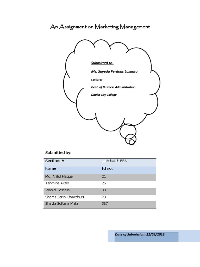 An Assignment On Marketing Management | PDF