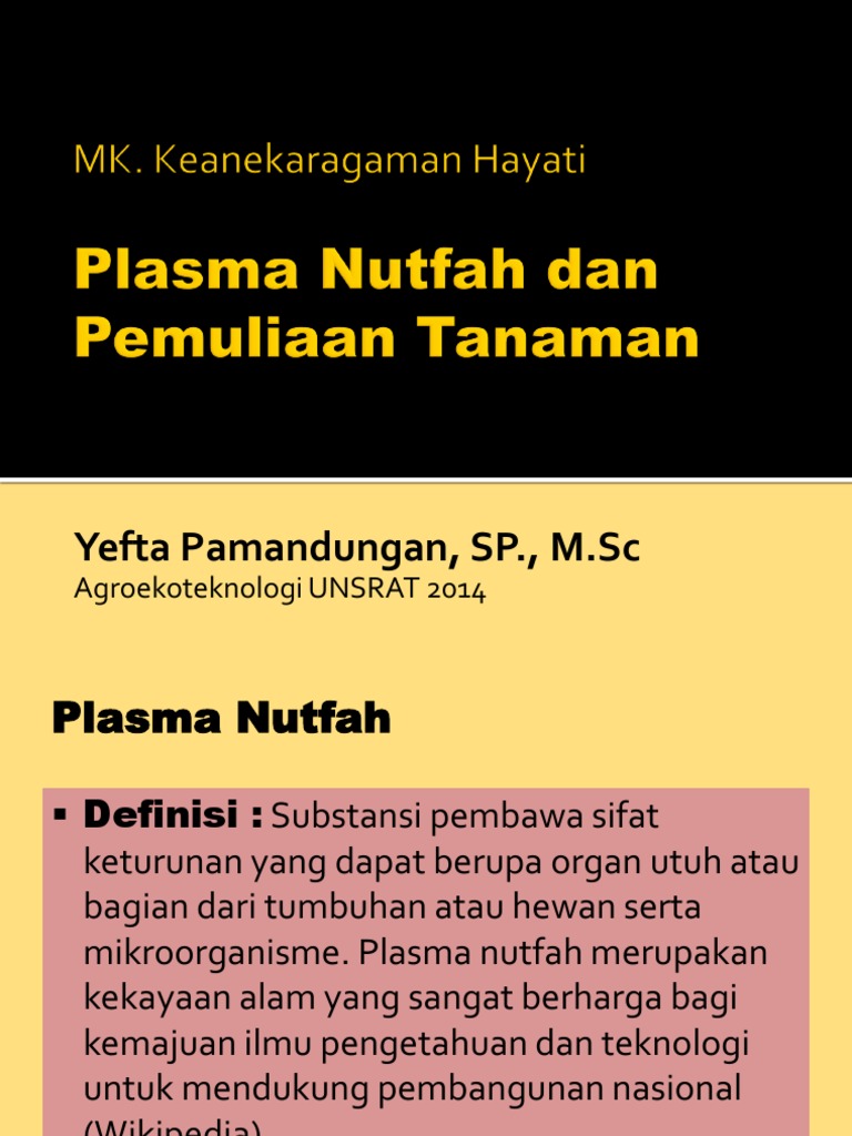 Plasma Nutfah Dan Pemuliaan PDF | PDF