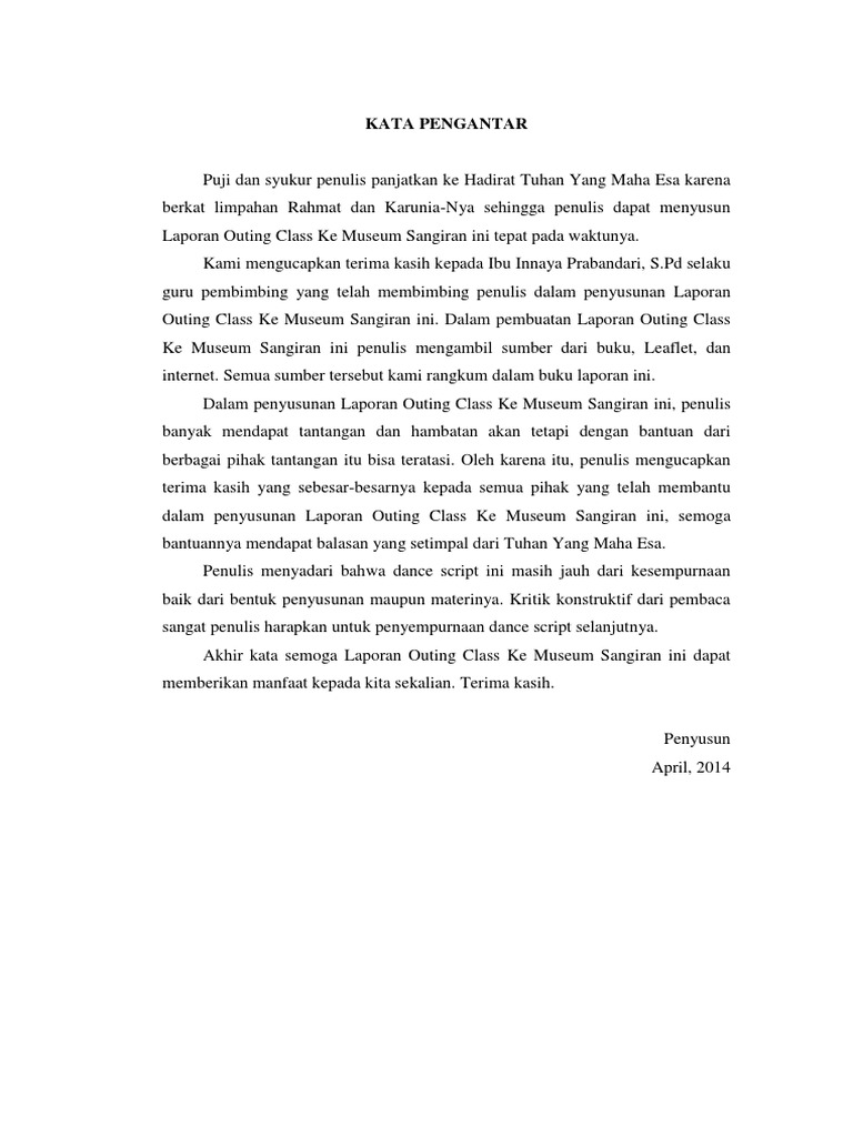Kata Pengantar Outing Class | PDF