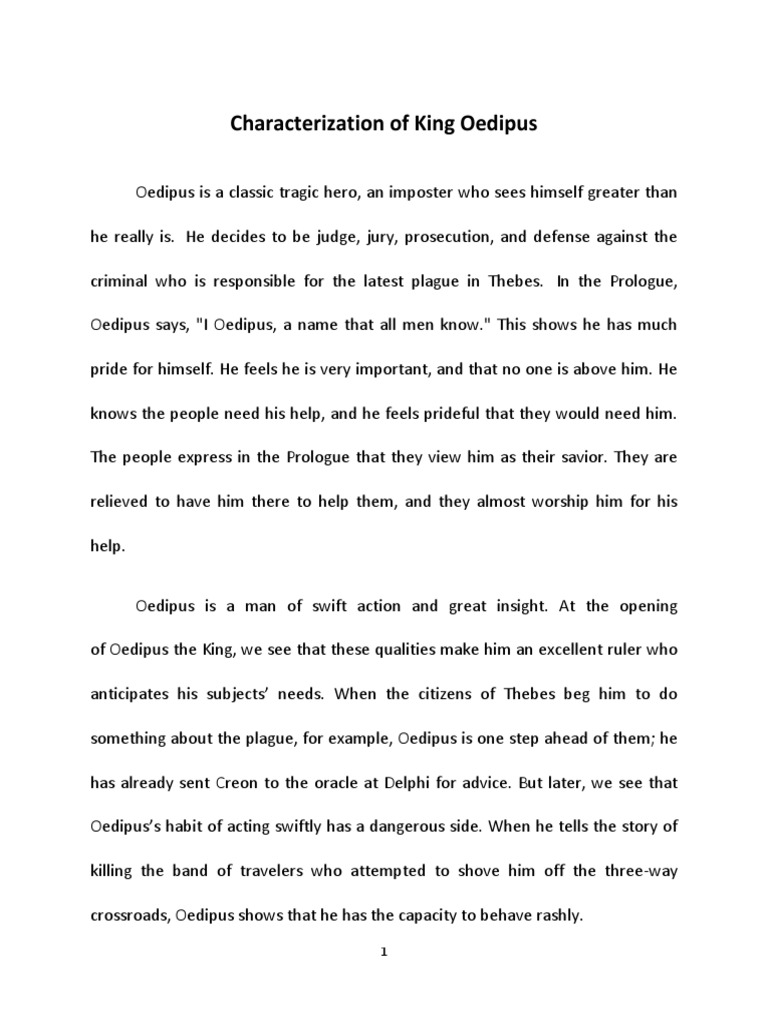 Characterization of King Oedipus | PDF | Oedipus | Ancient Thebes (Boeotia)