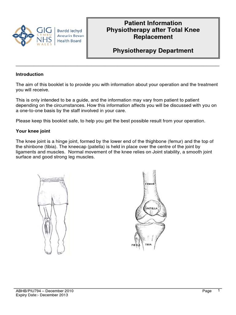 Total Knee Replacement Physiotherapy Guide | PDF