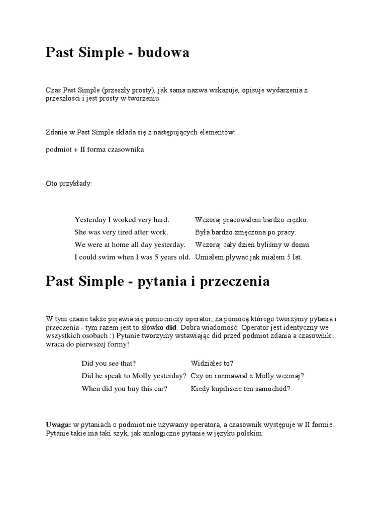 Past Simple | PDF