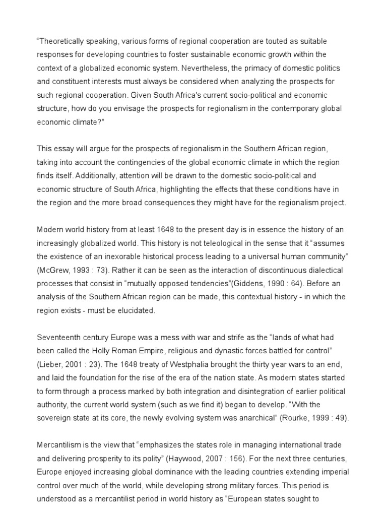 Regionalism Essay | PDF | Bretton Woods System | International Monetary ...