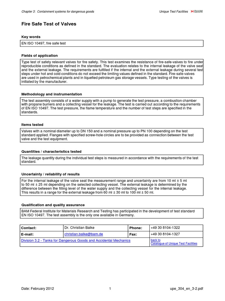 BAM Vave Testing | PDF | Valve | Dangerous Goods