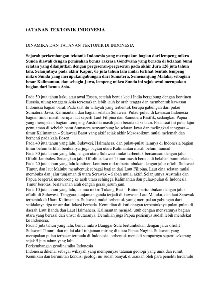 Tatanan Tektonik Indonesia | PDF