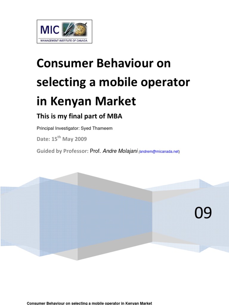 Consumer Behaviour Mobile Operator Kenya Pdf Survey Methodology