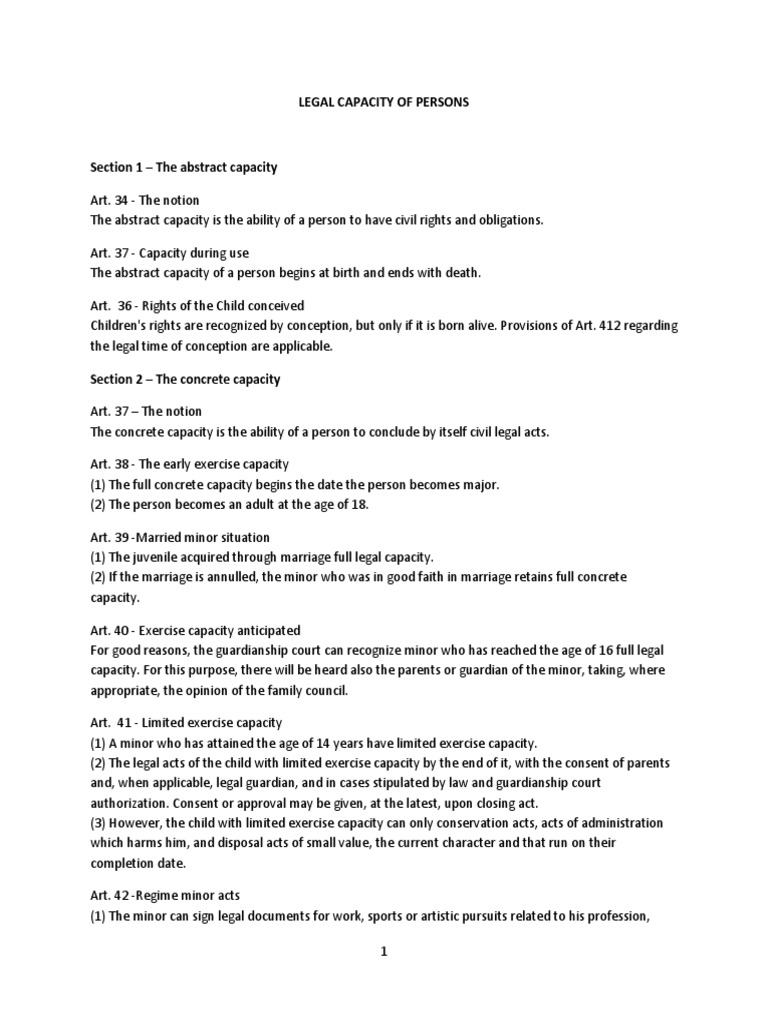 Contract Law - Legal Capacity of Persons | PDF | Legal Personality ...