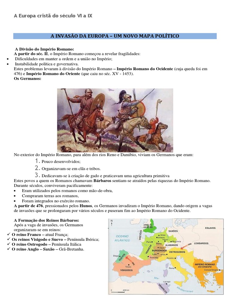 A Europa Crista Do Seculo VI A IX - Resumo | PDF | Império Bizantino ...