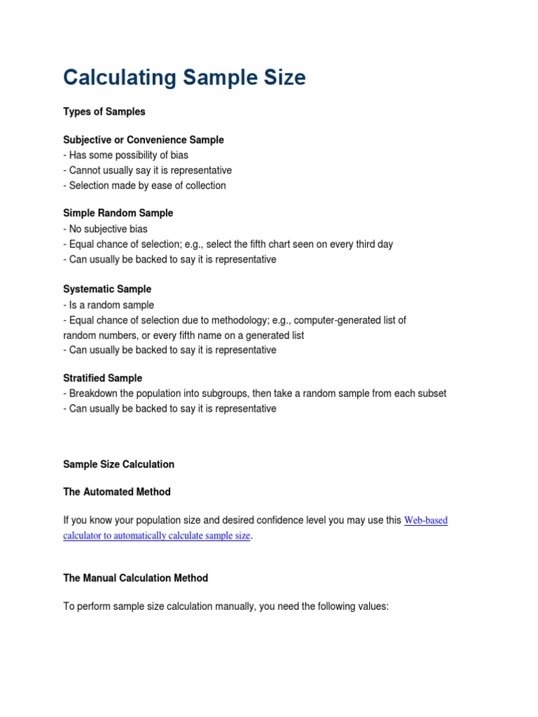 Calculating Sample Size: A Guide to Determining Appropriate Sample ...