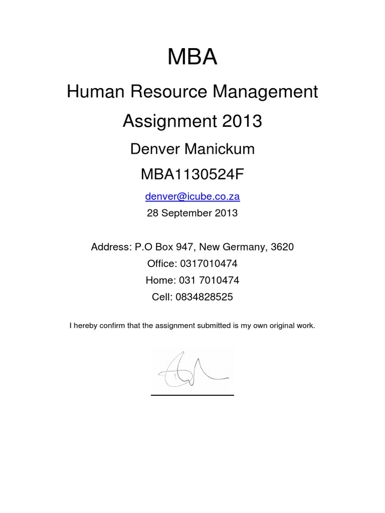 MBA HR Assignment | Strategic Management | Employment