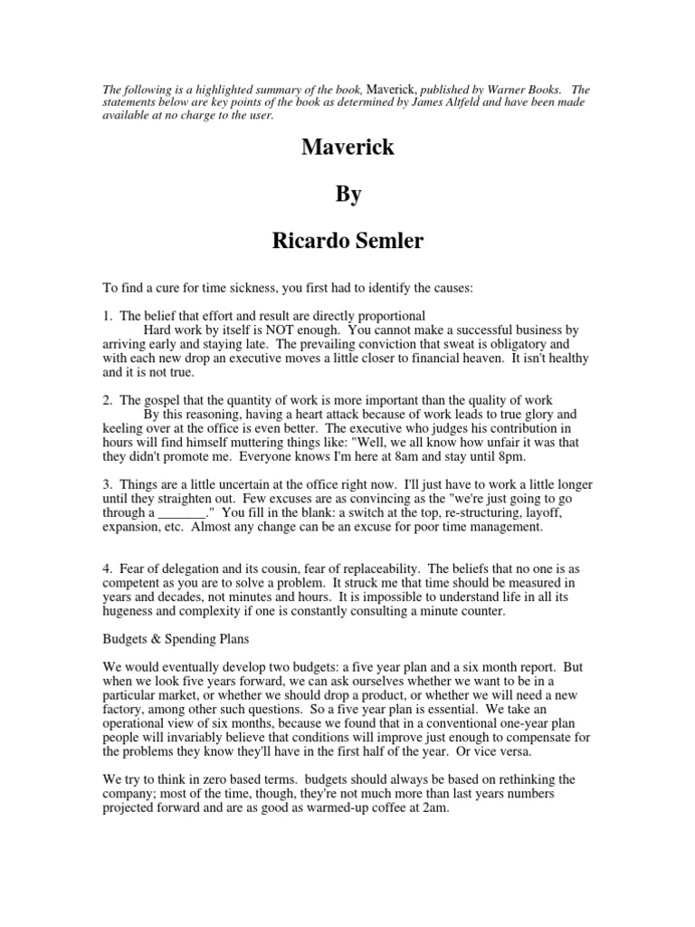 Ricardo Semler - Maverick - Summary | PDF | Employment | Salary