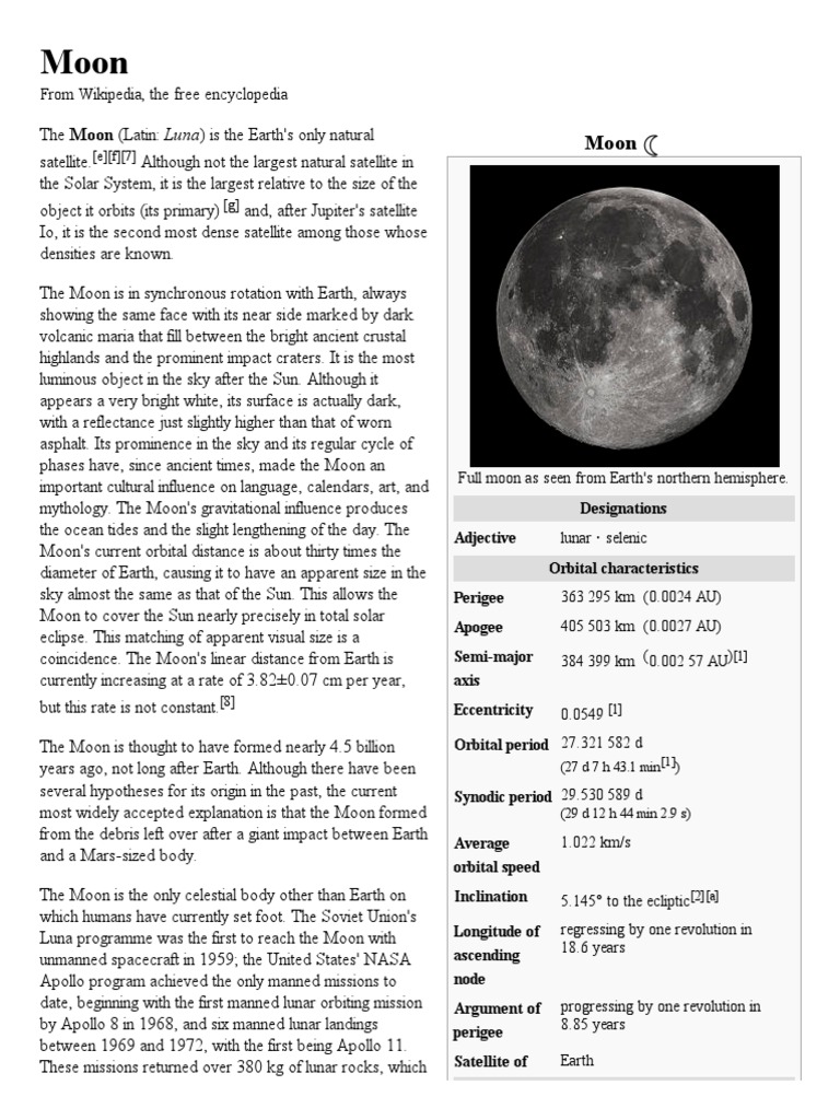 From Wikipedia, The Free Encyclopedia | PDF | Moon | Local Interstellar ...