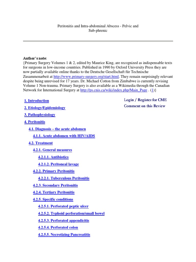 February - Peritonitis and Intra-Abdominal Abscess | Download Free PDF ...